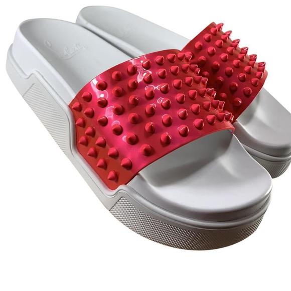 Christian Louboutin | Shoes | Womens Pool Fun Platform Spike Flat Pool ...
